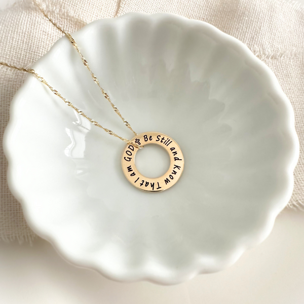 14k Gold Custom Engraved Pendant Necklace | Personalized Inscription ...