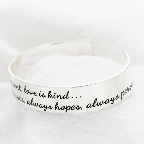 1 Corinthians 13 Sterling Silver Engraved Bracelet | Love is Patient ...