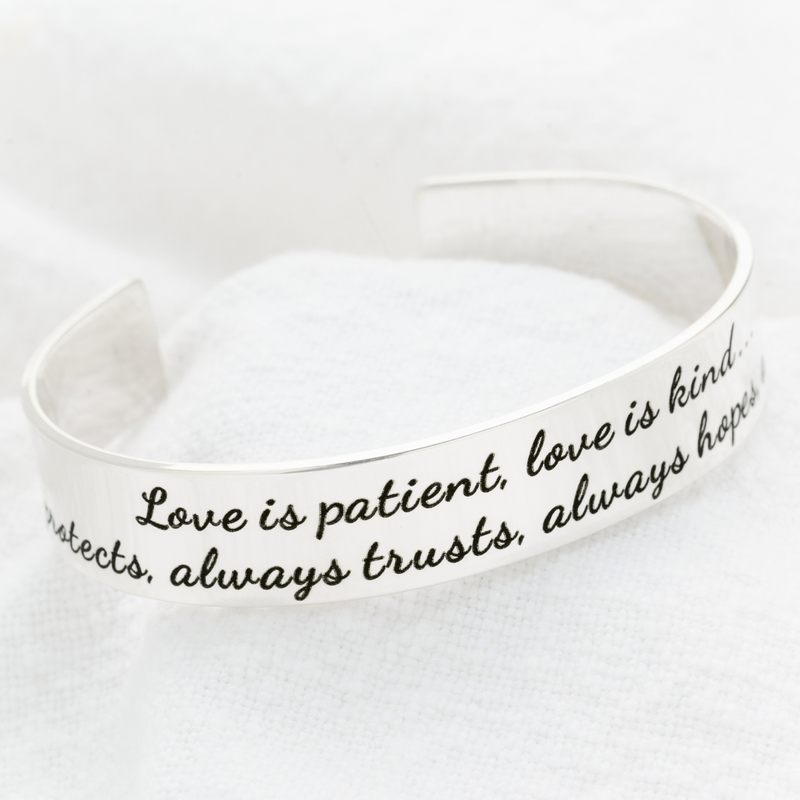 1 Corinthians 13 Sterling Silver Engraved Bracelet | Love is Patient ...