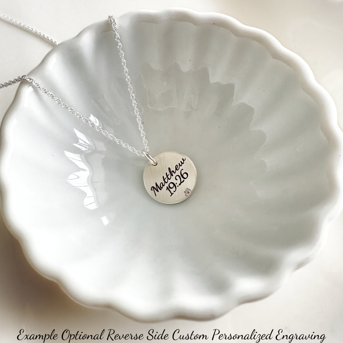 Custom Engraved Sterling Silver Charm Necklace | Personalized Disc Pen ...