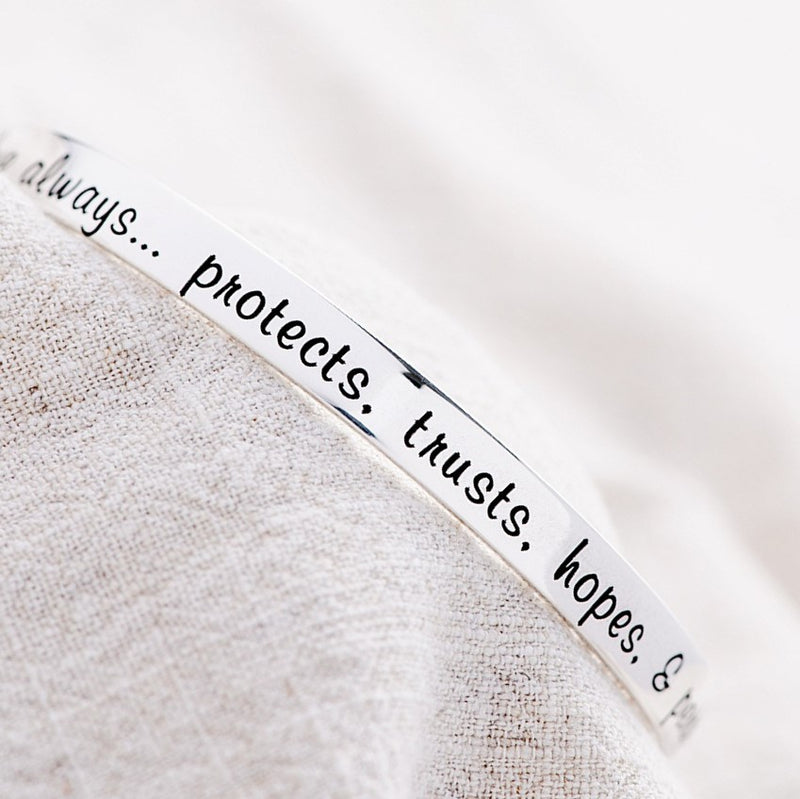 1 Corinthians 13 Sterling Silver Bangle Bracelet | Love is Patient ...