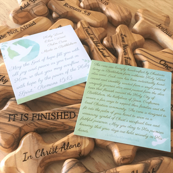 Engraved Bethlehem Olive Wood Comfort Cross | Holy Land Holding Cross ...