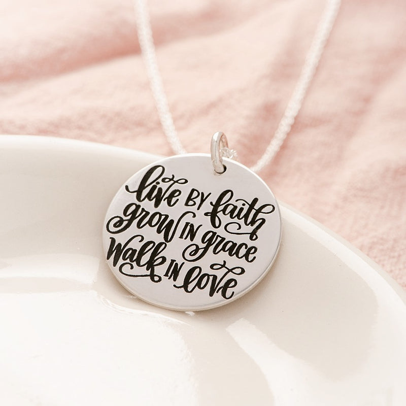 Sterling Silver Live by Faith Pendant Necklace | Made in the USA ...