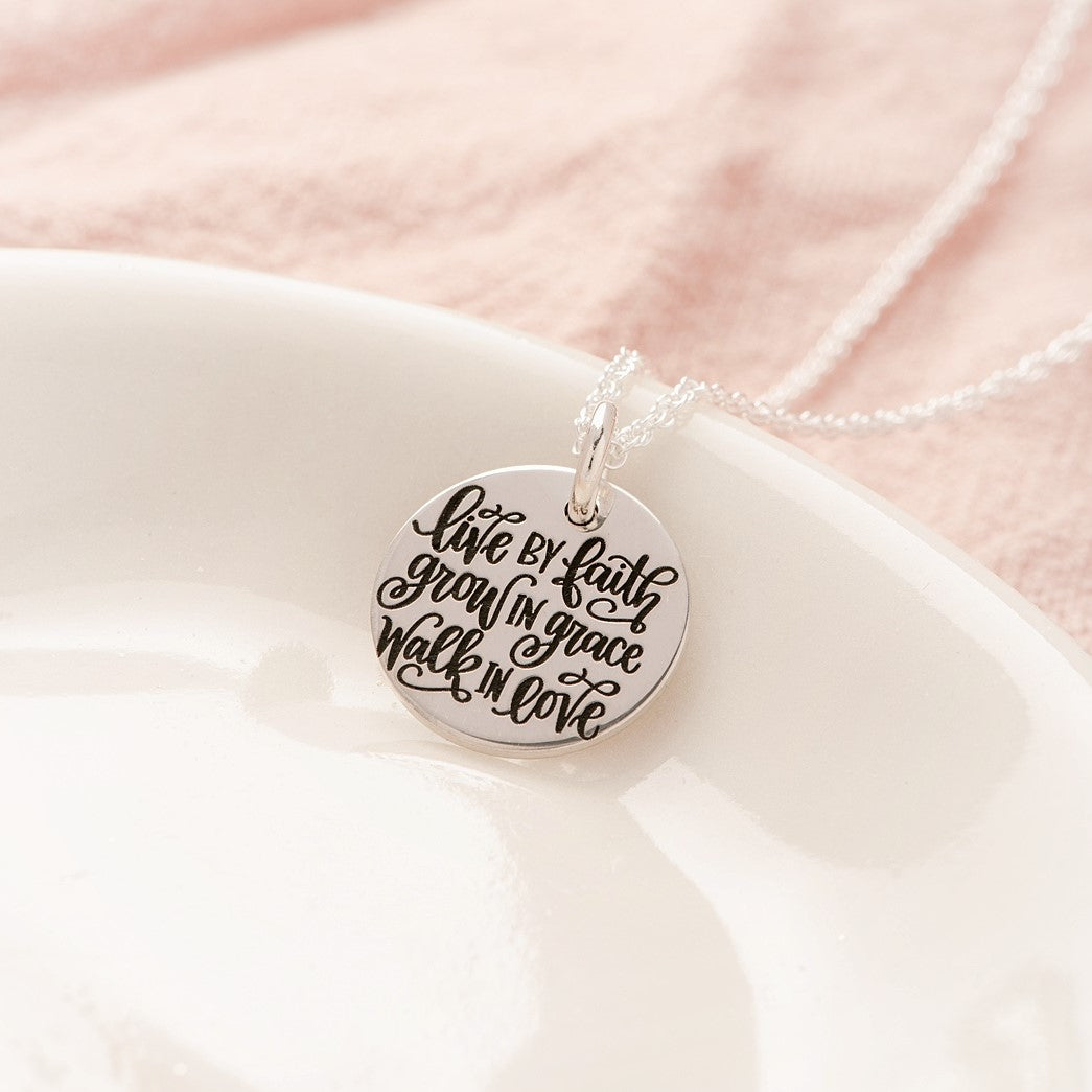 Sterling Silver Live by Faith Pendant Necklace | Made in the USA ...