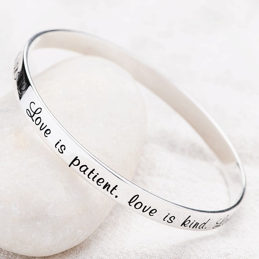 1 Corinthians 13 Sterling Silver Bangle Bracelet | Love is Patient ...