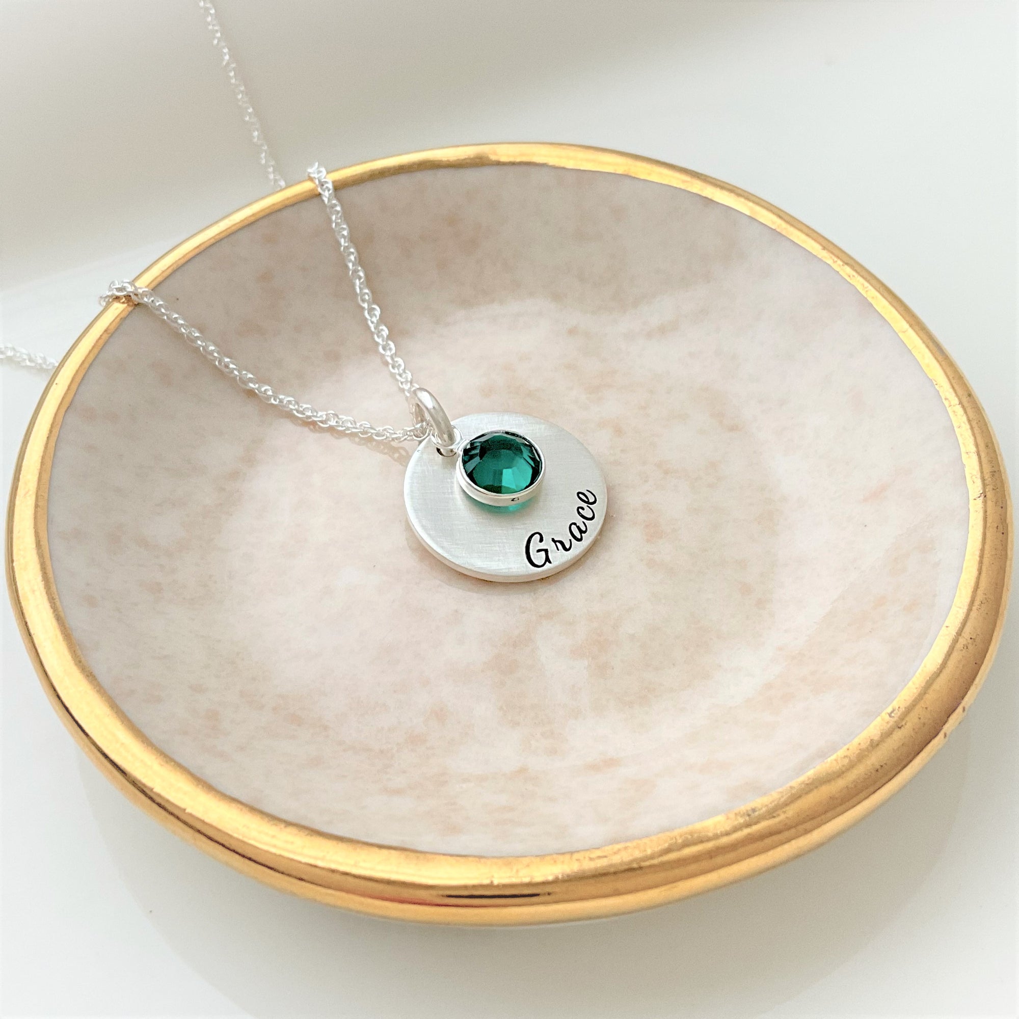 Custom Engraved Sterling Silver Charm Necklace | Personalized Disc Pen ...