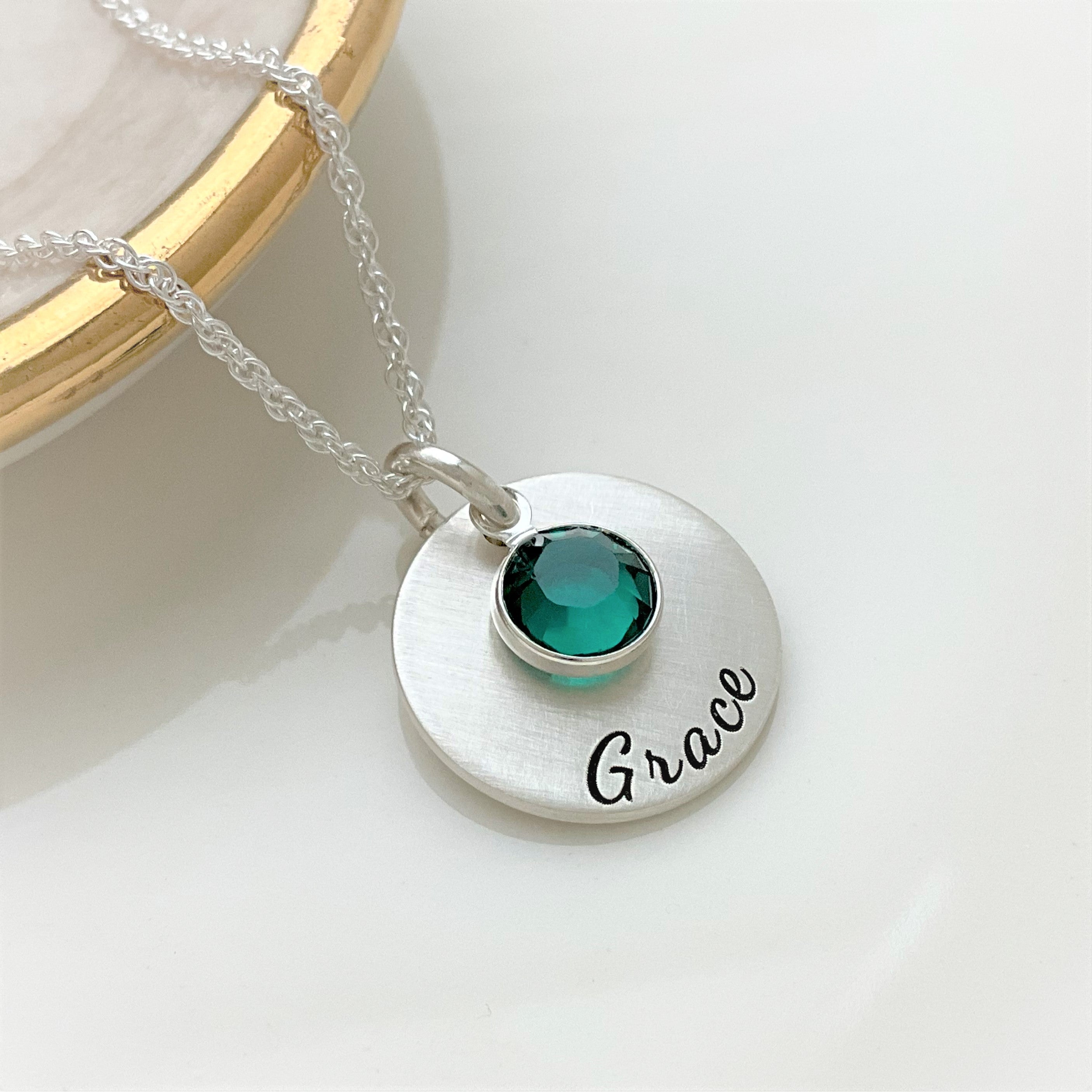 Custom Engraved Sterling Silver Charm Necklace | Personalized Disc Pen ...
