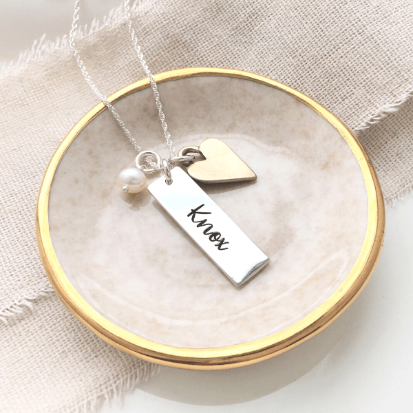Personalised rectangle necklace store