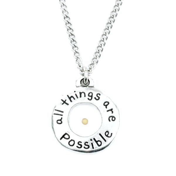 Fine Pewter Mustard Seed Necklace Matthew 17 20 Made in the USA Clothed with Truth