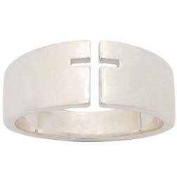 Sterling Silver Men's Thin Open Cross Ring - Clothed with Truth